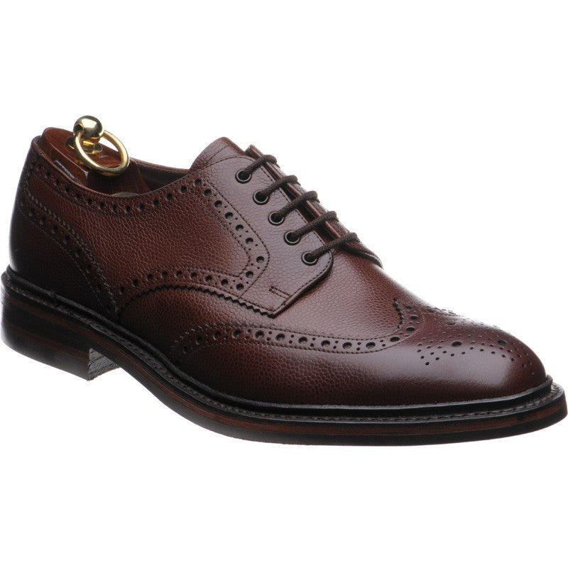 Loake Badminton 2 mens rubber-soled brogues in dark brown burnished gr ...