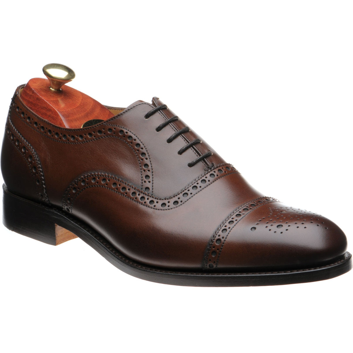 Barker Mirfield mens semi-brogues in dark walnut calf (second ...