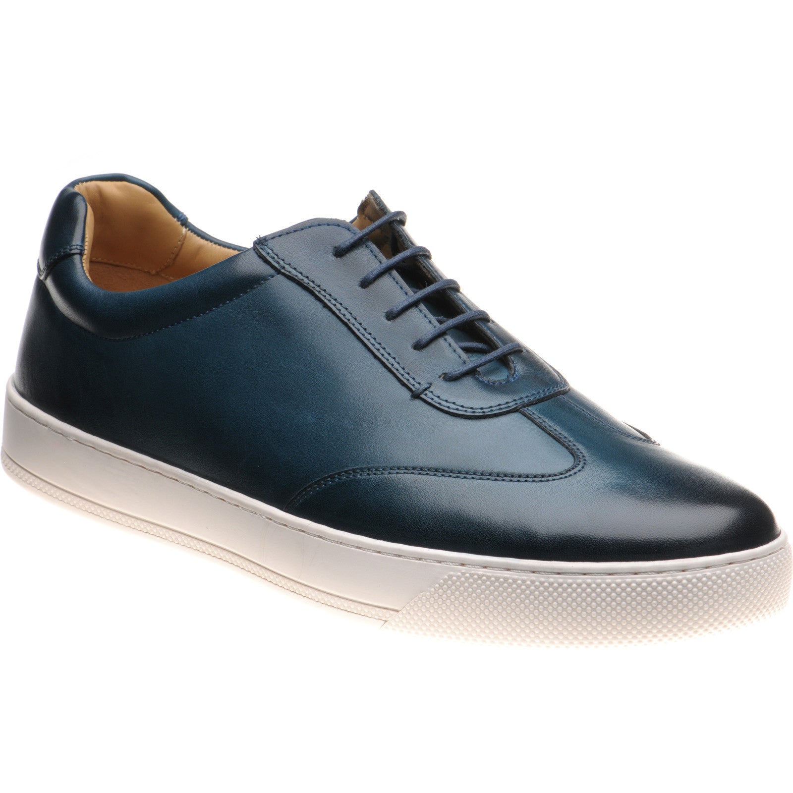 Barker Stig mens rubber-soled trainers in blue handfinished calf ...