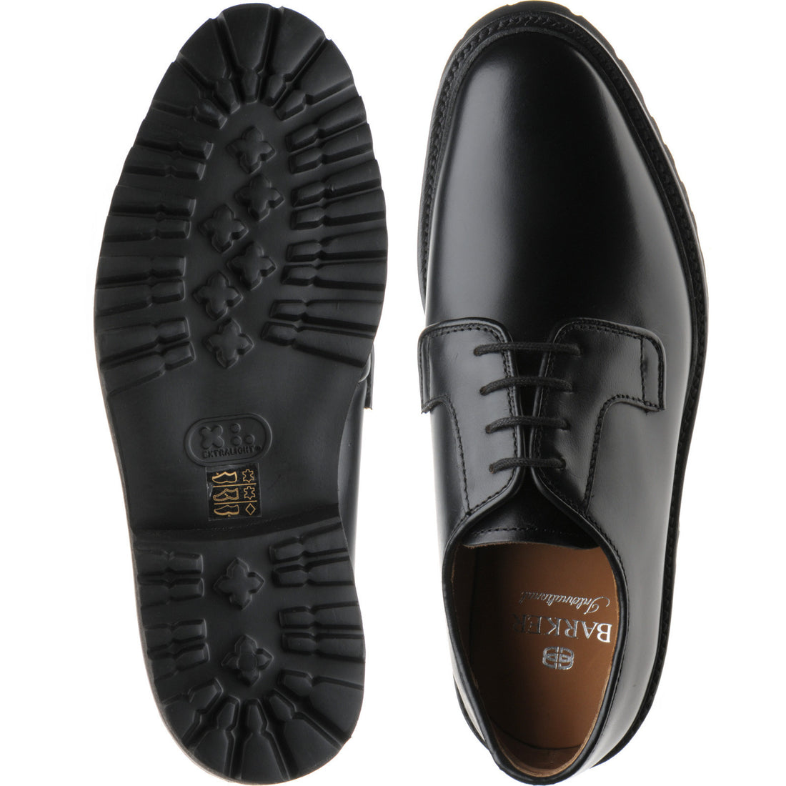 Barker Truro mens rubber-soled Derby shoes in black cutter – Herring Shoes