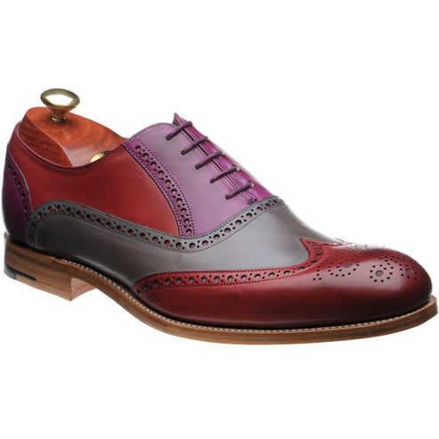 Barker Valiant mens brogues in red grey purple hand painted calf ...