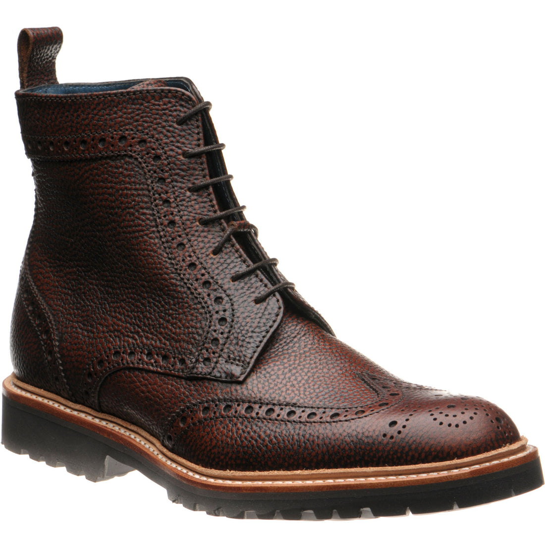 Barker Woodbury mens rubber-soled brogue boots in antikbox brown ...