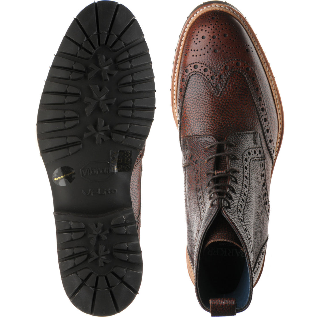 Barker Woodbury mens rubber-soled brogue boots in antikbox brown ...