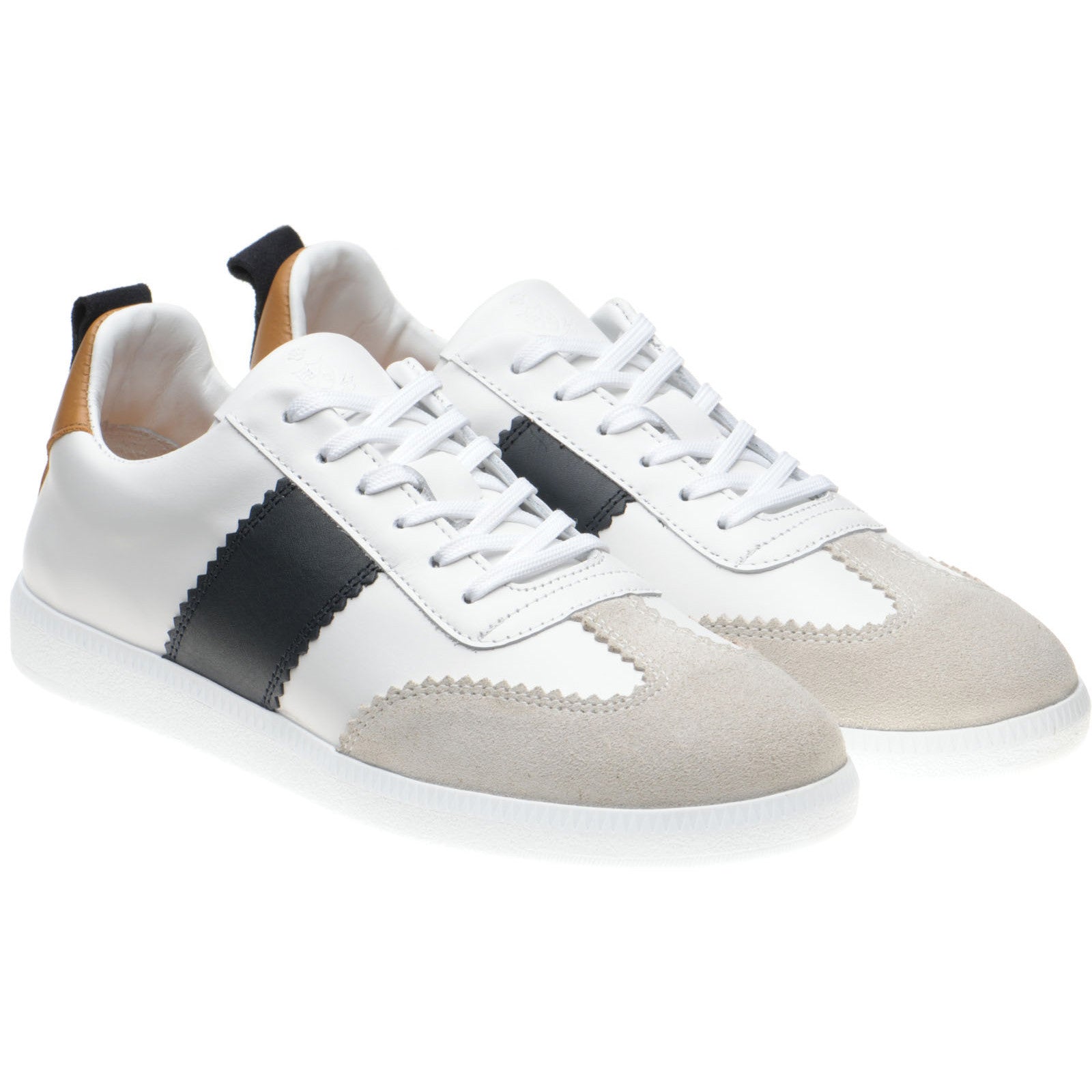 Herring Angelina ladies rubber-soled in white and navy – Herring Shoes