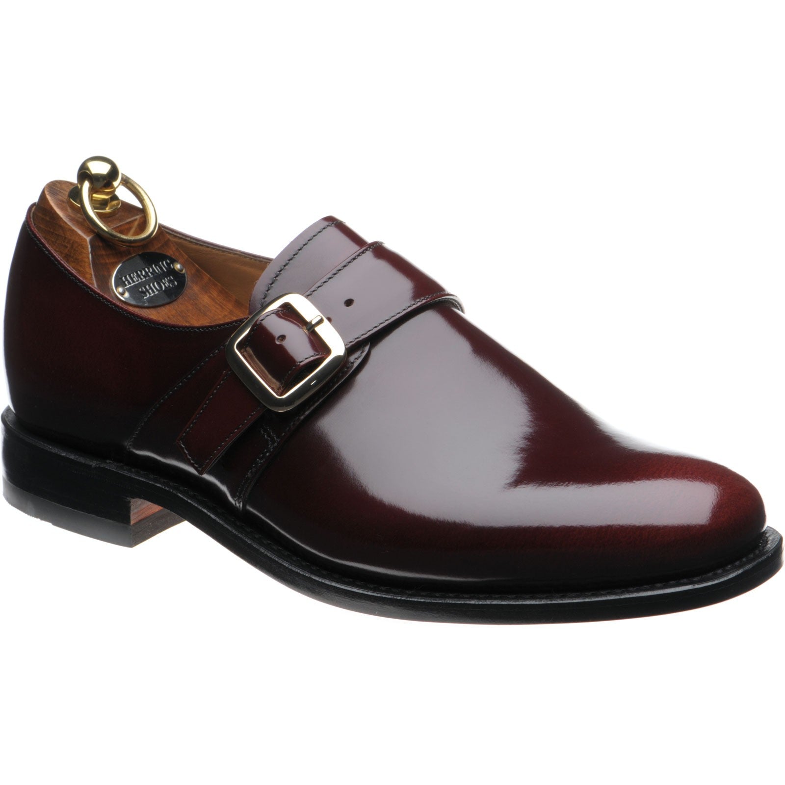 Herring Cardiff II mens monk shoes in burgundy polished (second ...