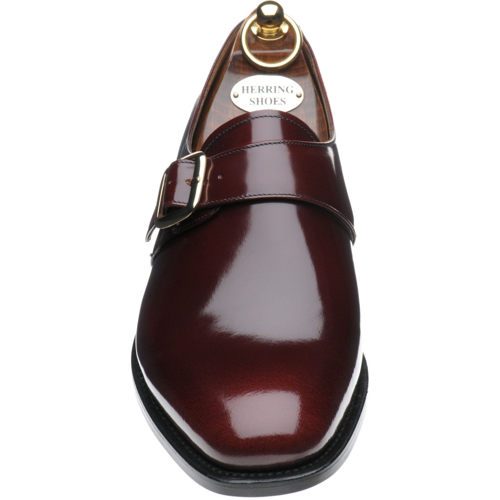 Herring Cardiff II mens monk shoes in burgundy polished (second ...