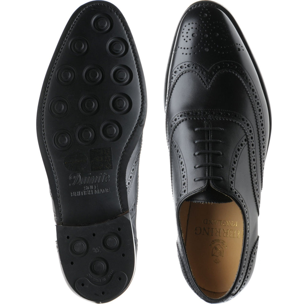 Herring Carnaby (Rubber) mens rubber-soled brogues in black calf ...
