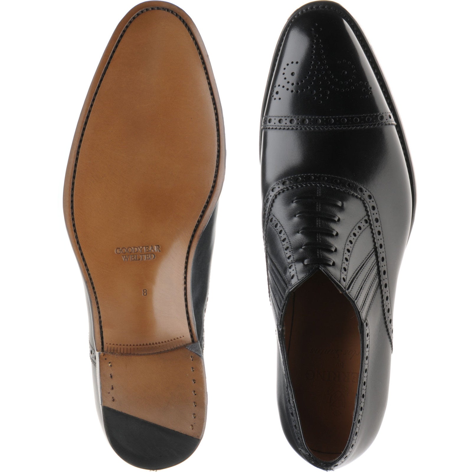 Herring Dunkeld mens semi-brogues in black calf – Herring Shoes