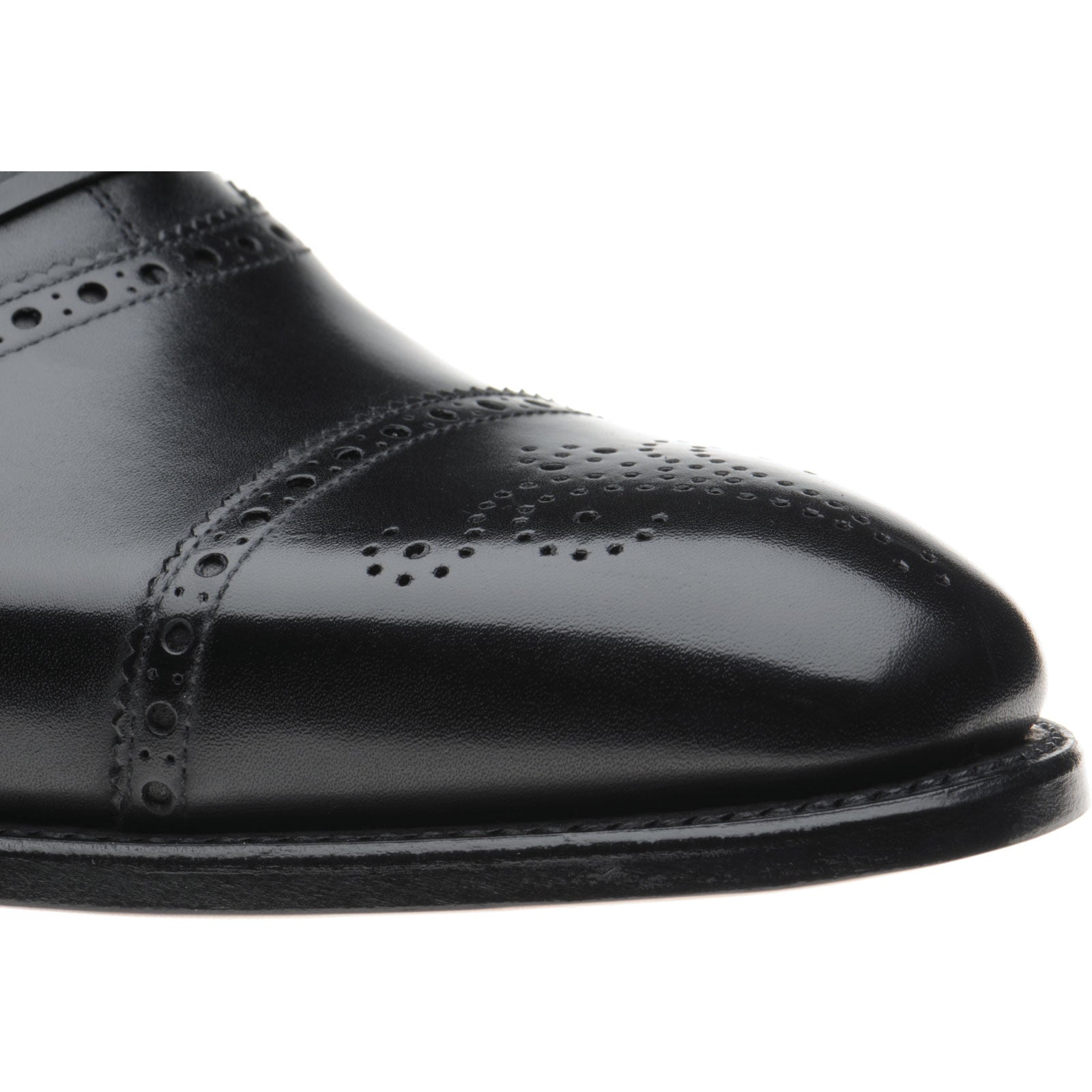 Herring Dunkeld mens semi-brogues in black calf – Herring Shoes