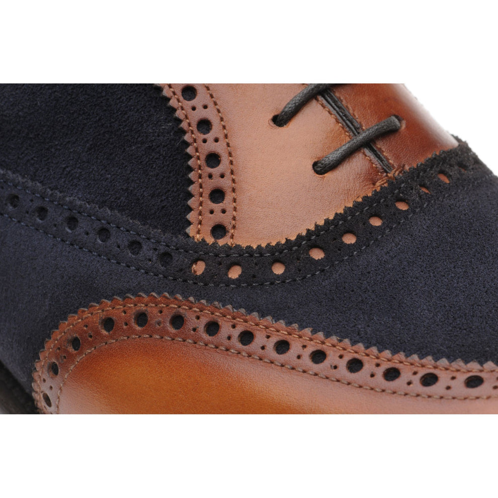 Herring Farnham mens two-tone brogues in chestnut calf and navy suede ...