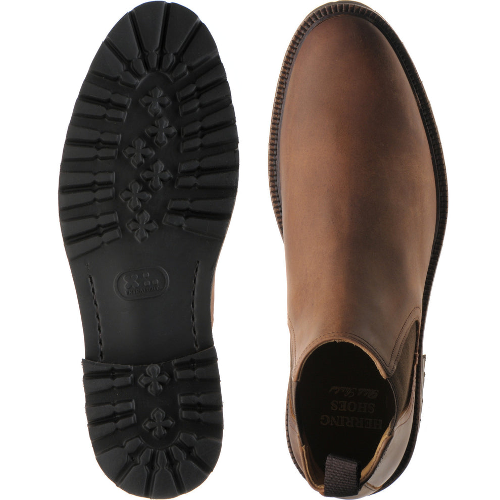 Herring Grange mens rubber-soled boots in nut brown calf – Herring Shoes