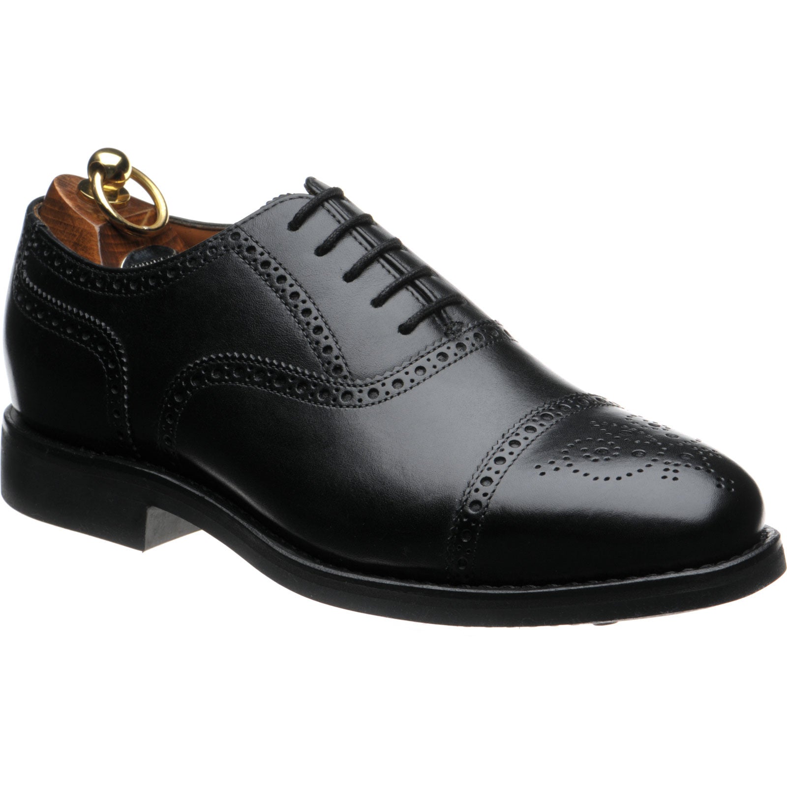 Herring Reading II (Rubber) mens rubber-soled semi-brogues in black ca ...