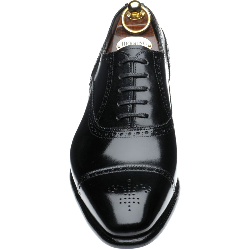 Herring Sloane mens semi-brogues in black calf – Herring Shoes