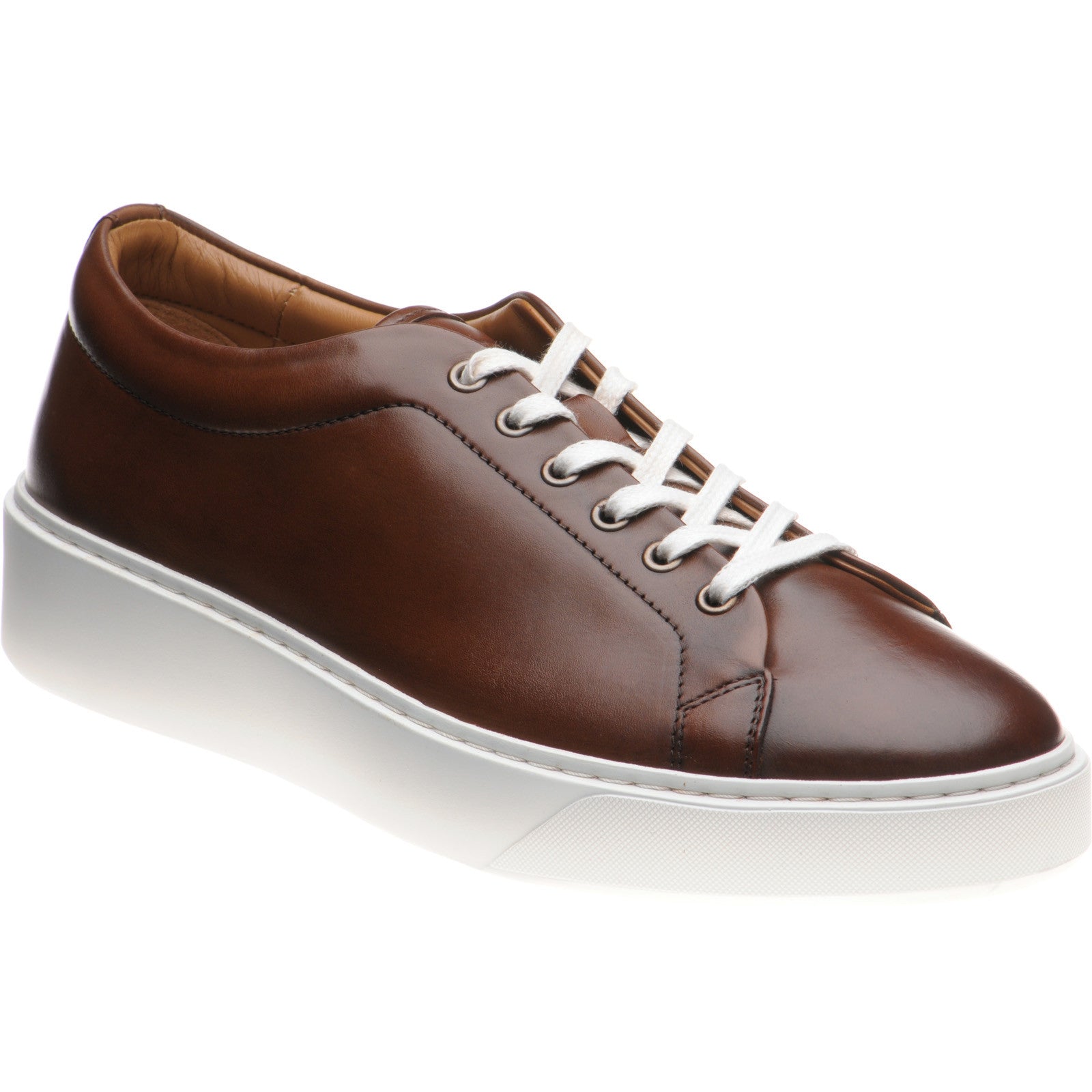 Herring Strike II mens rubber-soled trainers in cognac calf – Herring Shoes