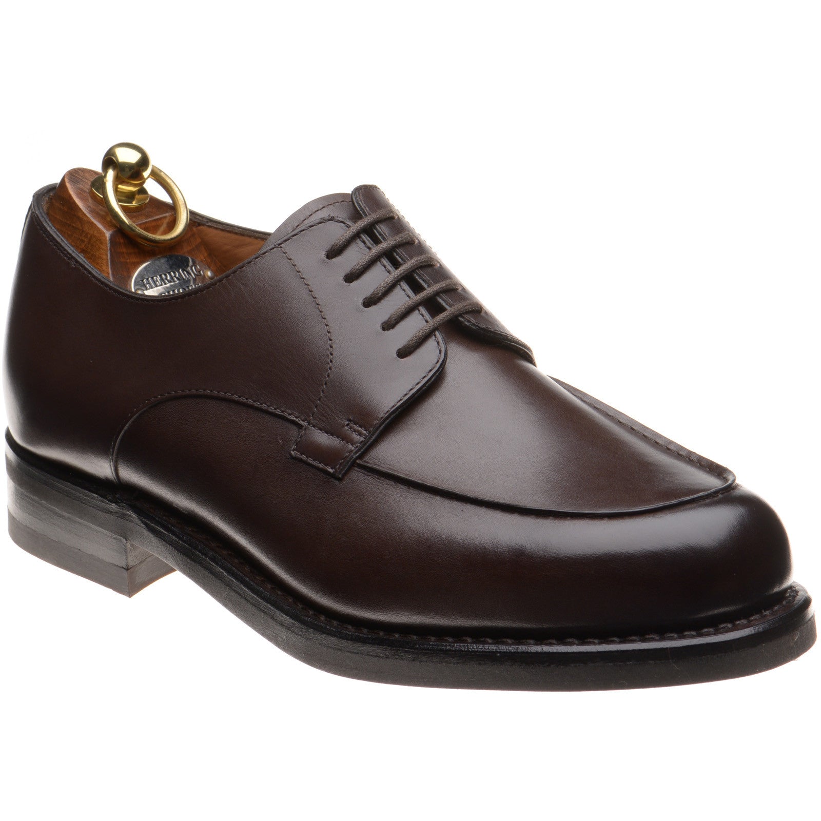 Herring Tours mens rubber-soled Derby shoes in dark brown calf ...