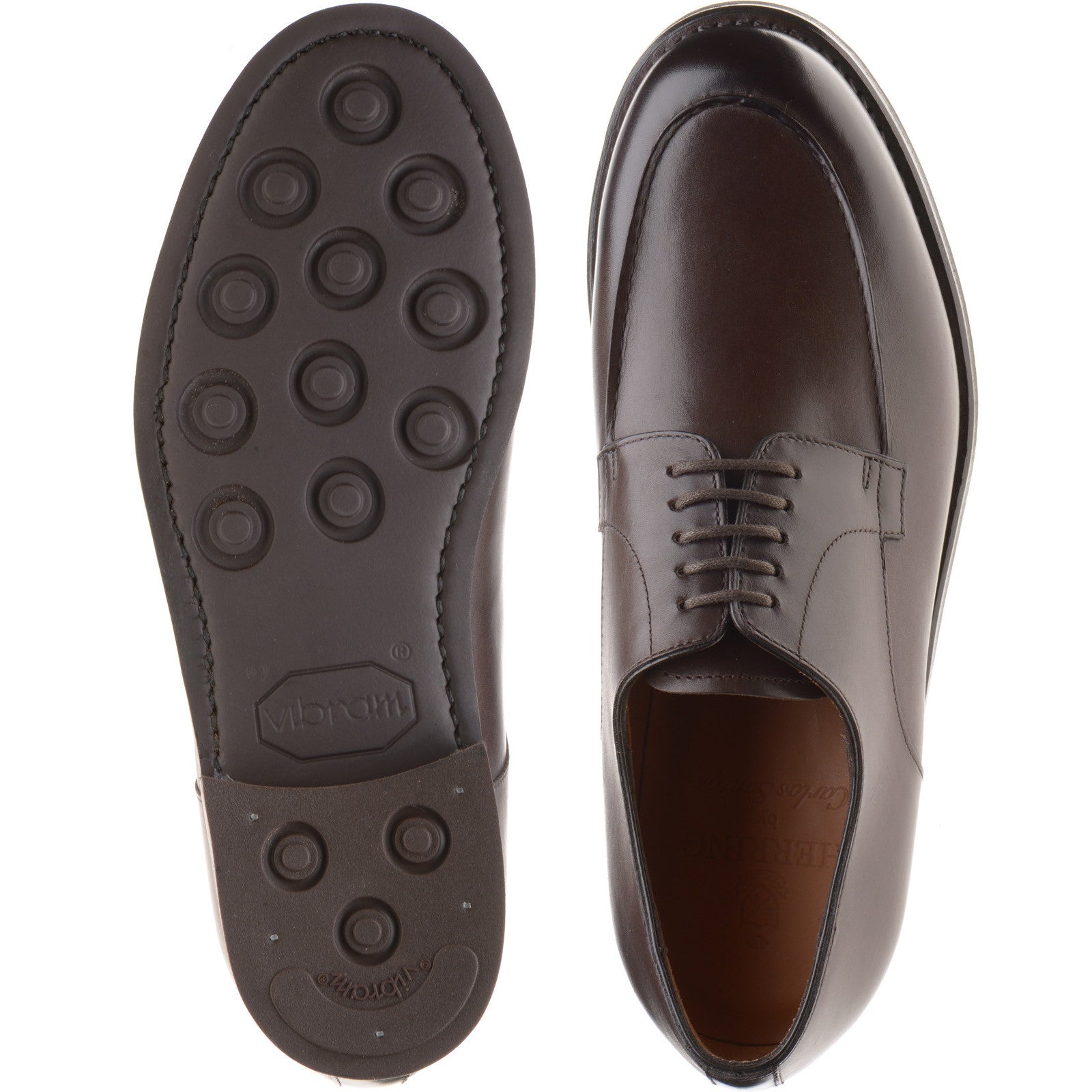 Herring Tours mens rubber-soled Derby shoes in dark brown calf ...