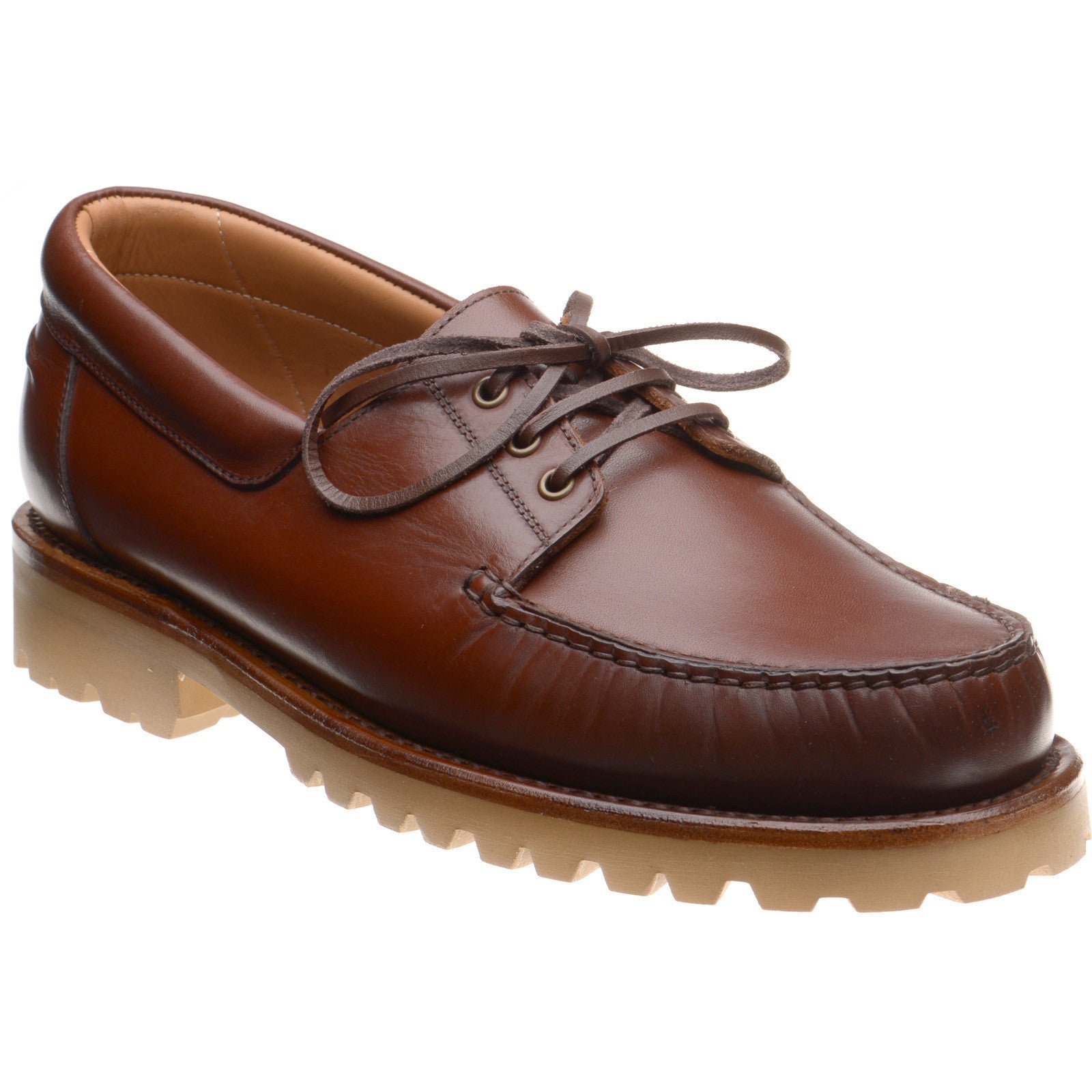 Herring Vilamoura mens rubber-soled deck shoes in brown pull up ...