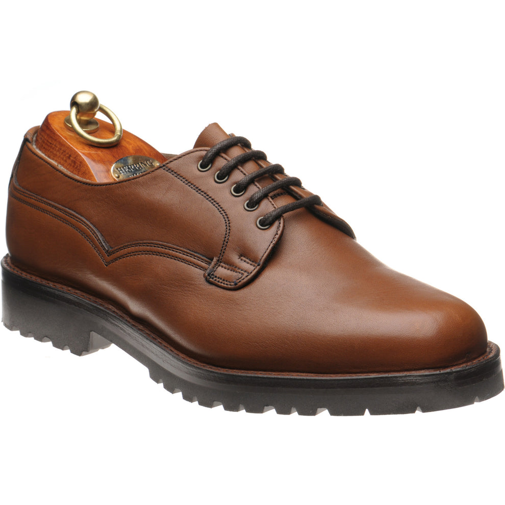 Herring Wasdale II mens rubber-soled Derby shoes in cognac horween ...