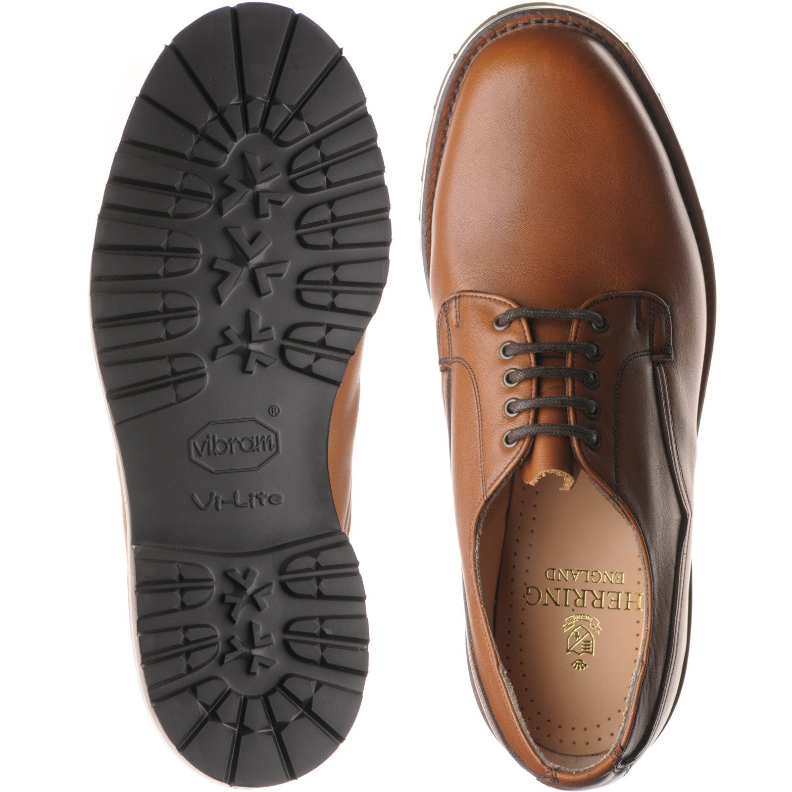 Herring Wasdale II mens rubber-soled Derby shoes in cognac horween ...