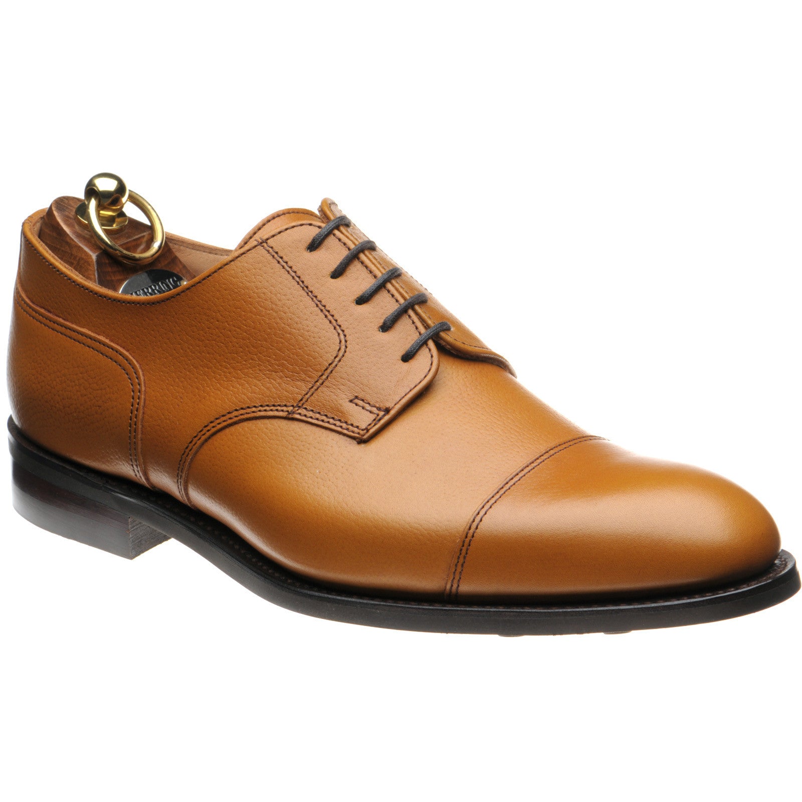Herring Westport mens rubber-soled Derby shoes in tan grain calf ...