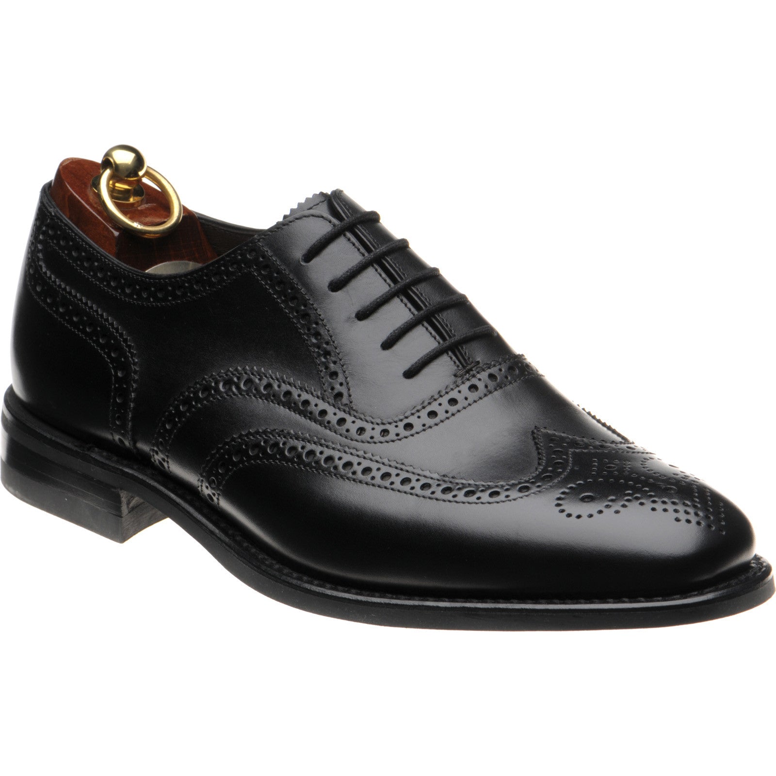 Loake 6018 mens rubber-soled brogues in black calf (second) – Herring Shoes