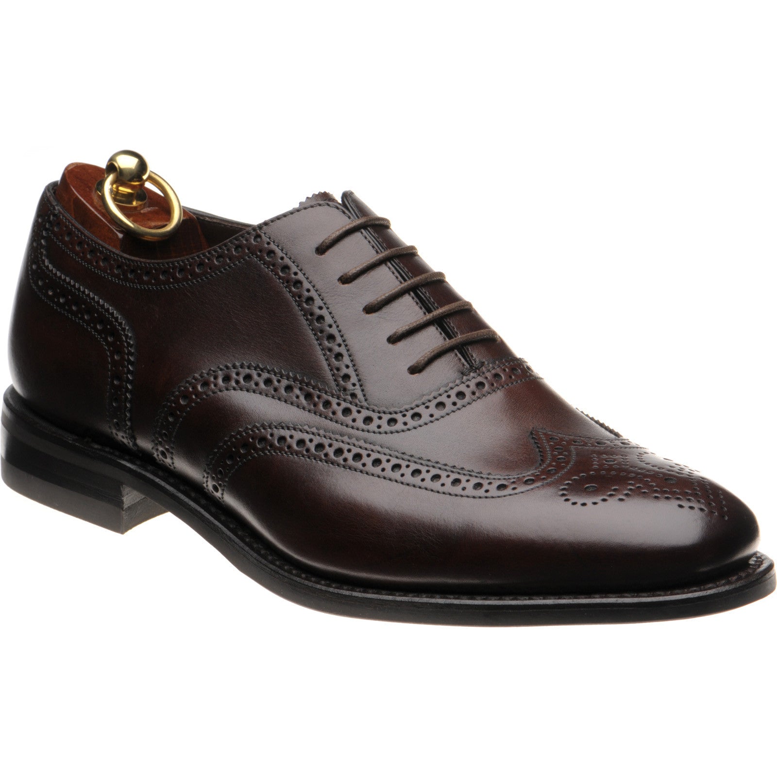 Loake 6018 mens rubber-soled brogues in dark brown calf (second ...