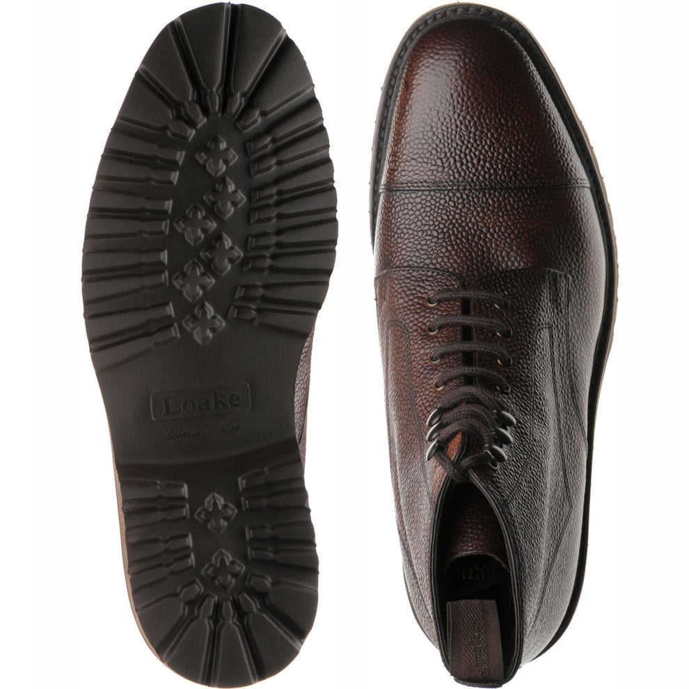 Loake Aquarius mens rubber-soled boots in dark brown grain – Herring Shoes