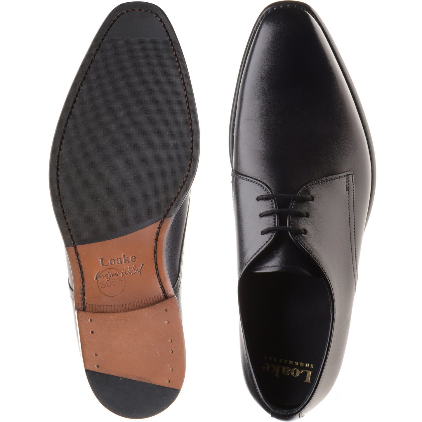 Loake Capel mens hybrid-soled Derby shoes in black calf (second ...