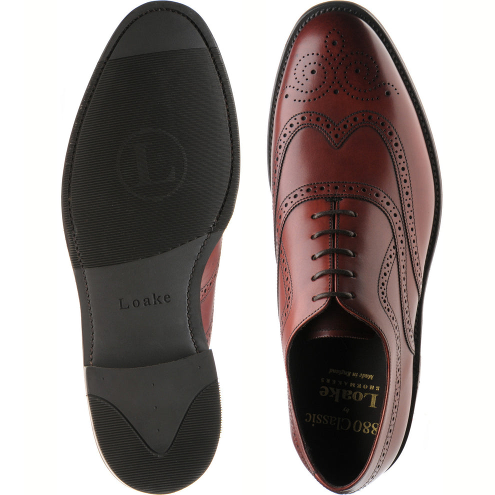 Loake Castlegate mens rubber-soled brogues in seared mahogany calf (se – Herring Shoes