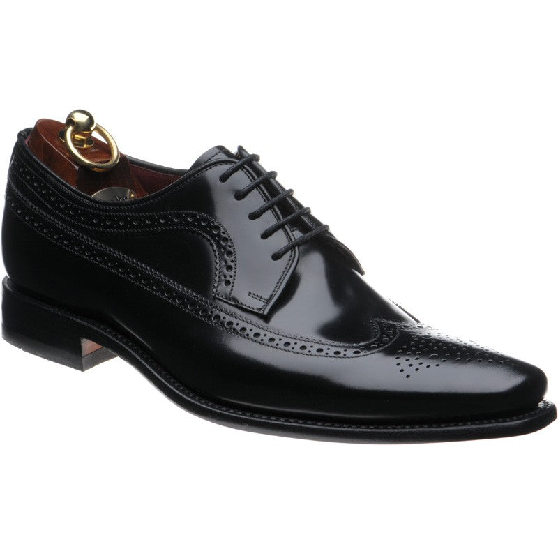 Loake Clint mens brogues in black polished (second) – Herring Shoes