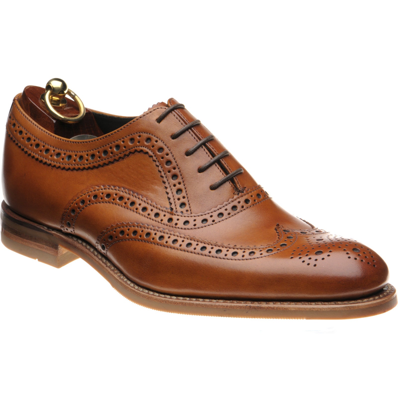 Loake Fearnley Rubber mens rubber-soled brogues in tan calf – Herring Shoes