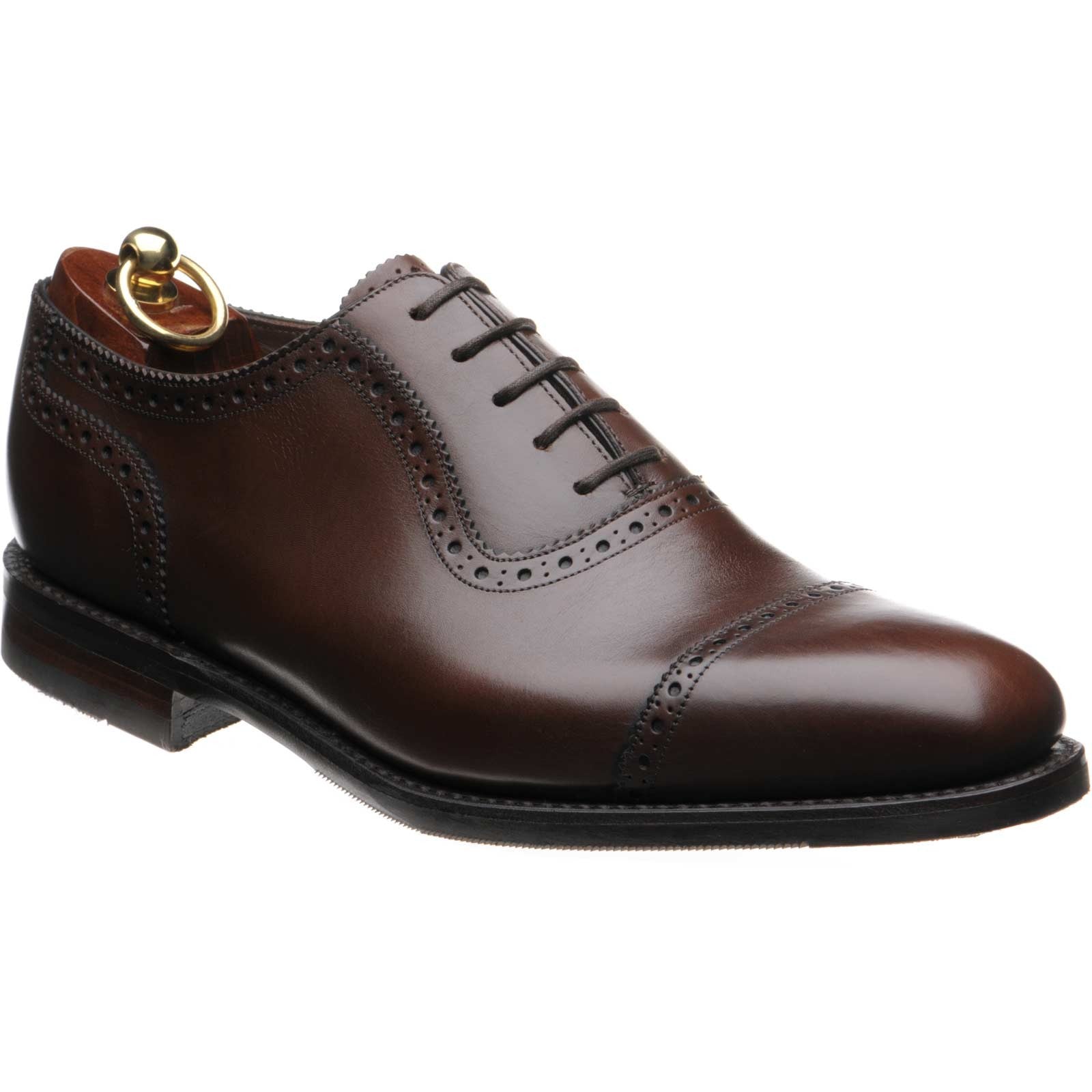 Loake Fleet mens rubber-soled semi-brogues in dark brown calf – Herring ...