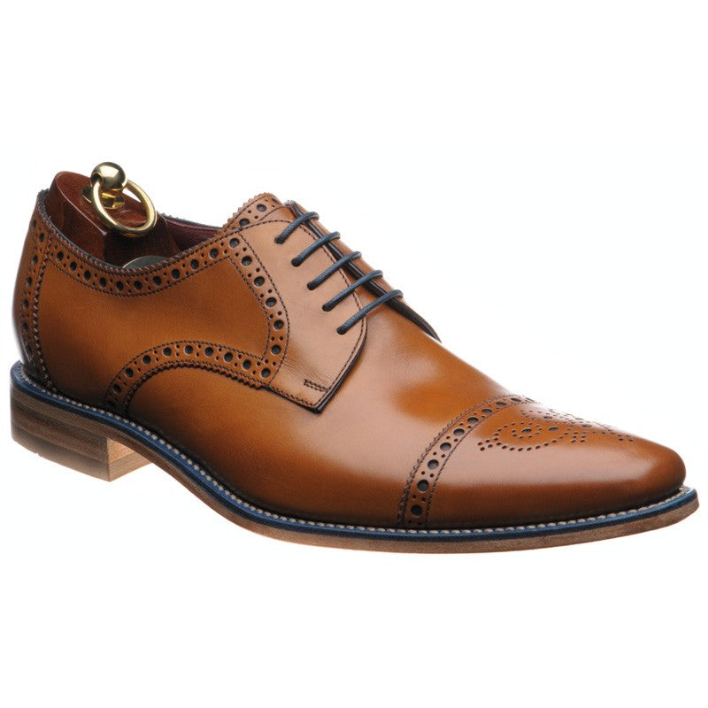 Loake Foley mens semi-brogues in tan calf – Herring Shoes