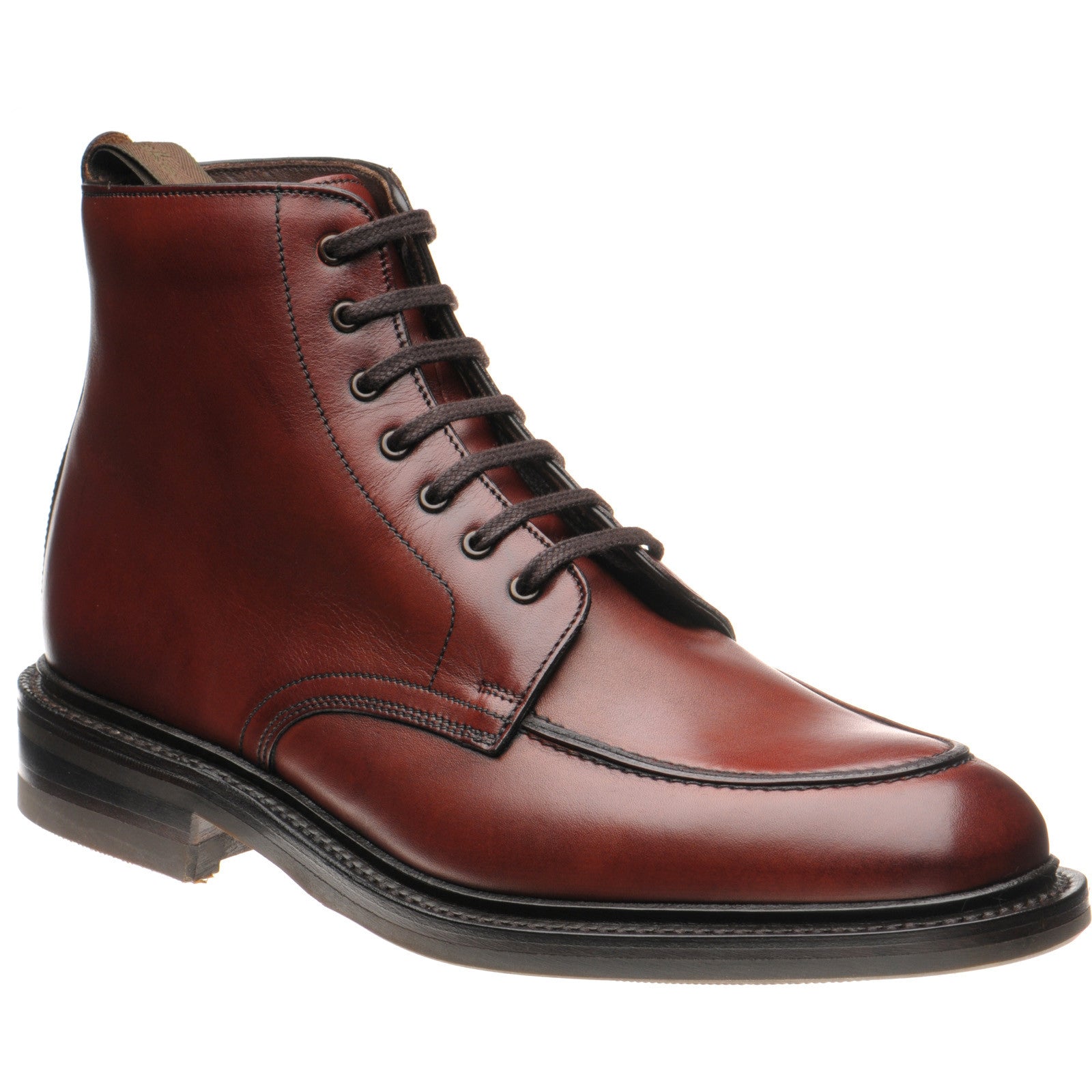 Loake Gisbourne mens rubber-soled boots in seared mahogany calf (secon ...