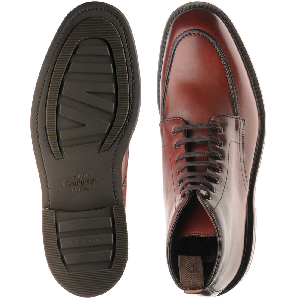 Loake Gisbourne mens rubber-soled boots in seared mahogany calf (secon ...