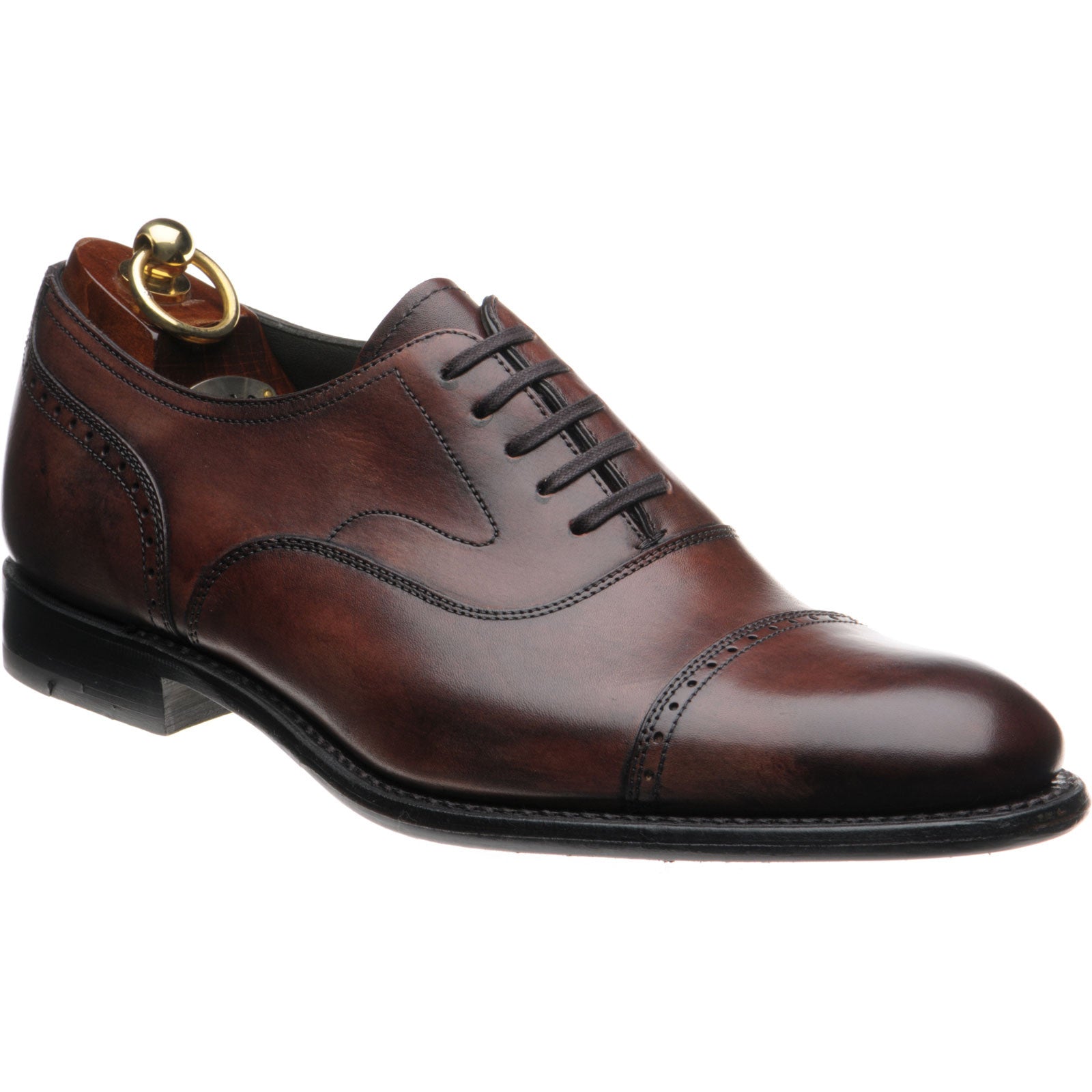Loake Hughes mens hybrid-soled semi-brogues in burgundy brush-painted ...