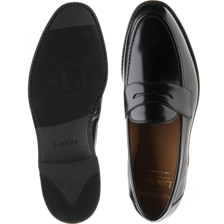 Loake Imperial Rubber mens rubber-soled loafers in black polished – Herring Shoes