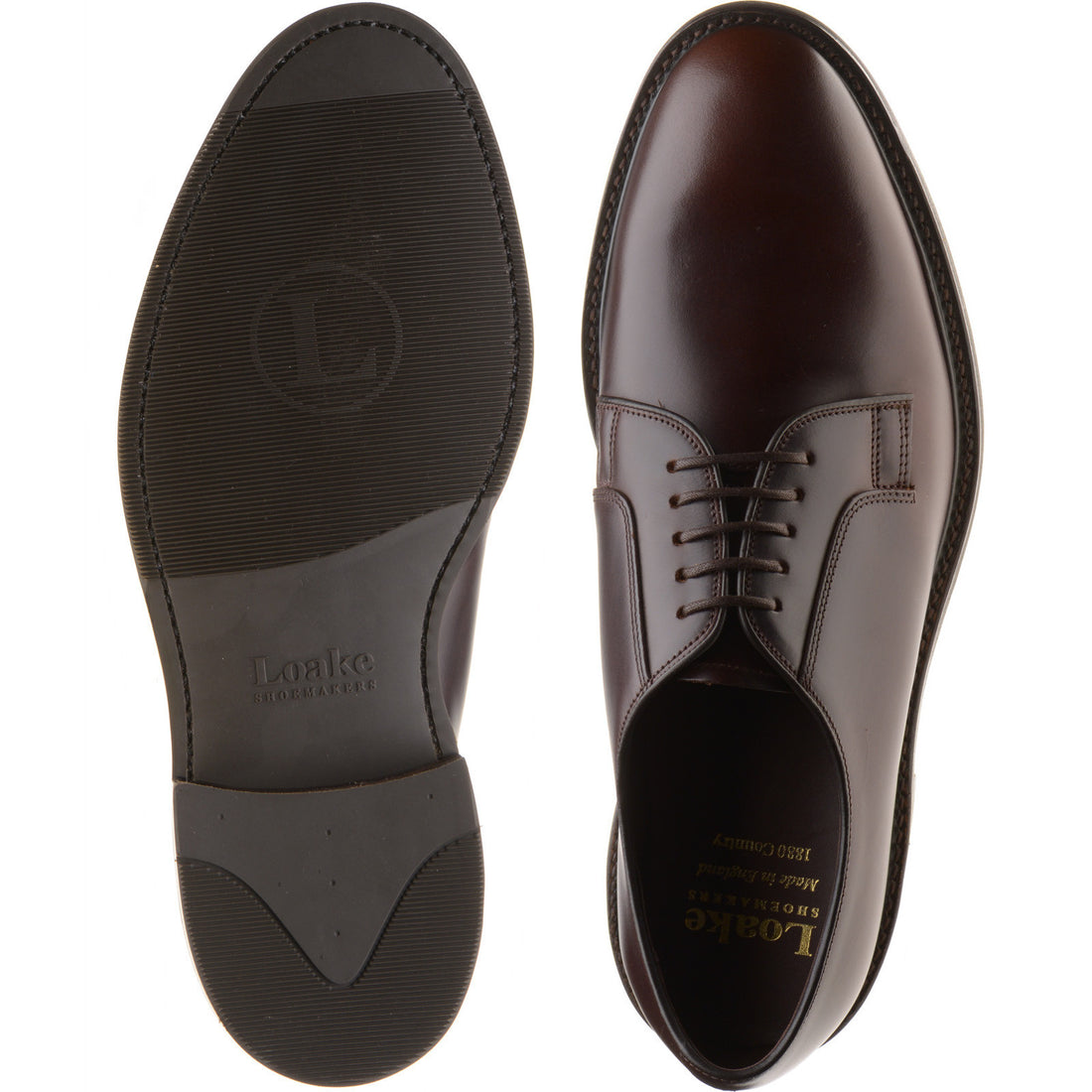 Loake Leyburn mens rubber-soled Derby shoes in dark brown oiled calf ...