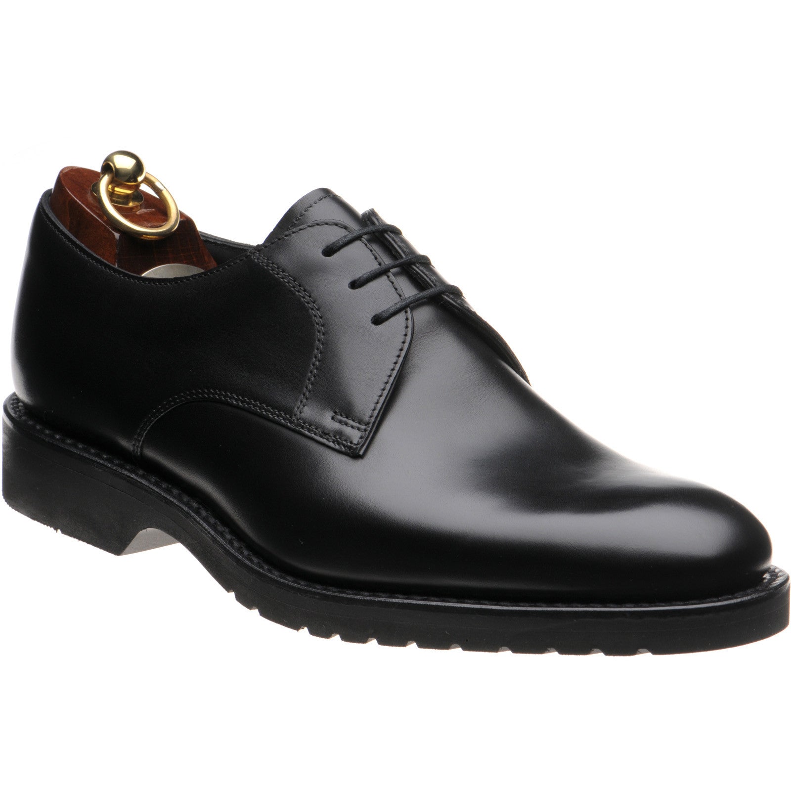 Loake Orson mens rubber-soled Derby shoes in black calf – Herring Shoes