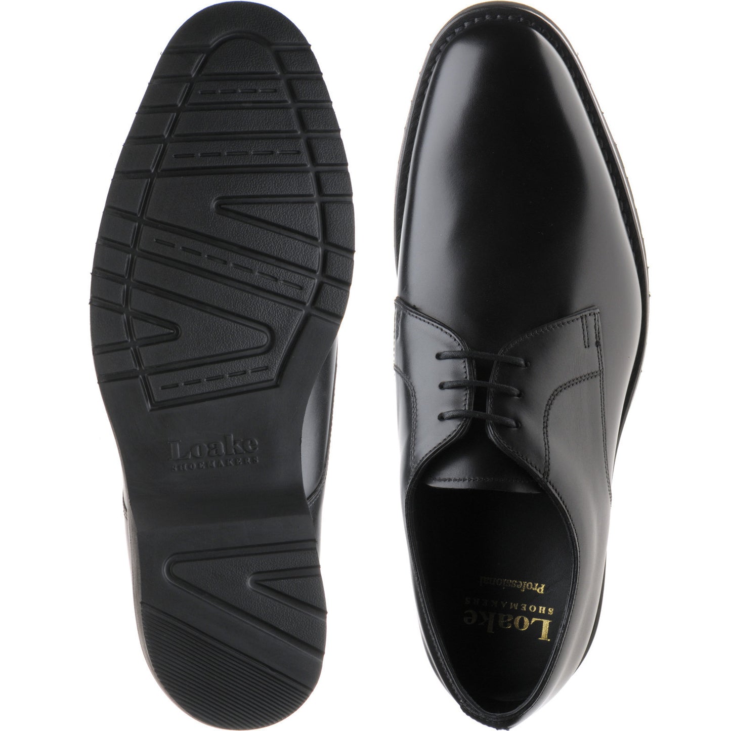 Loake Orson mens rubber-soled Derby shoes in black calf (second ...
