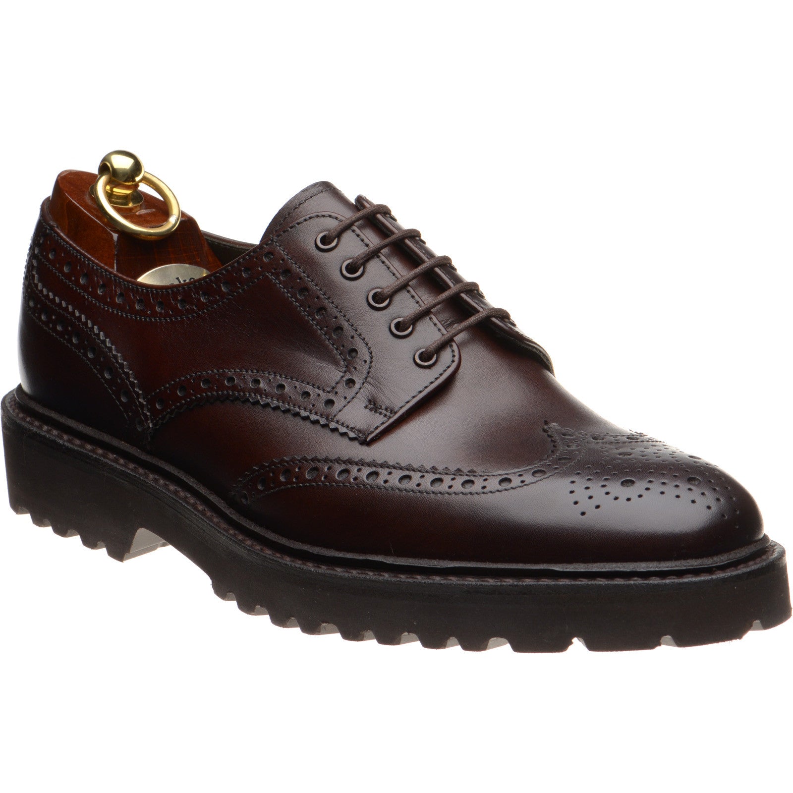 Loake Perseus mens rubber-soled brogues in dark brown calf (second ...