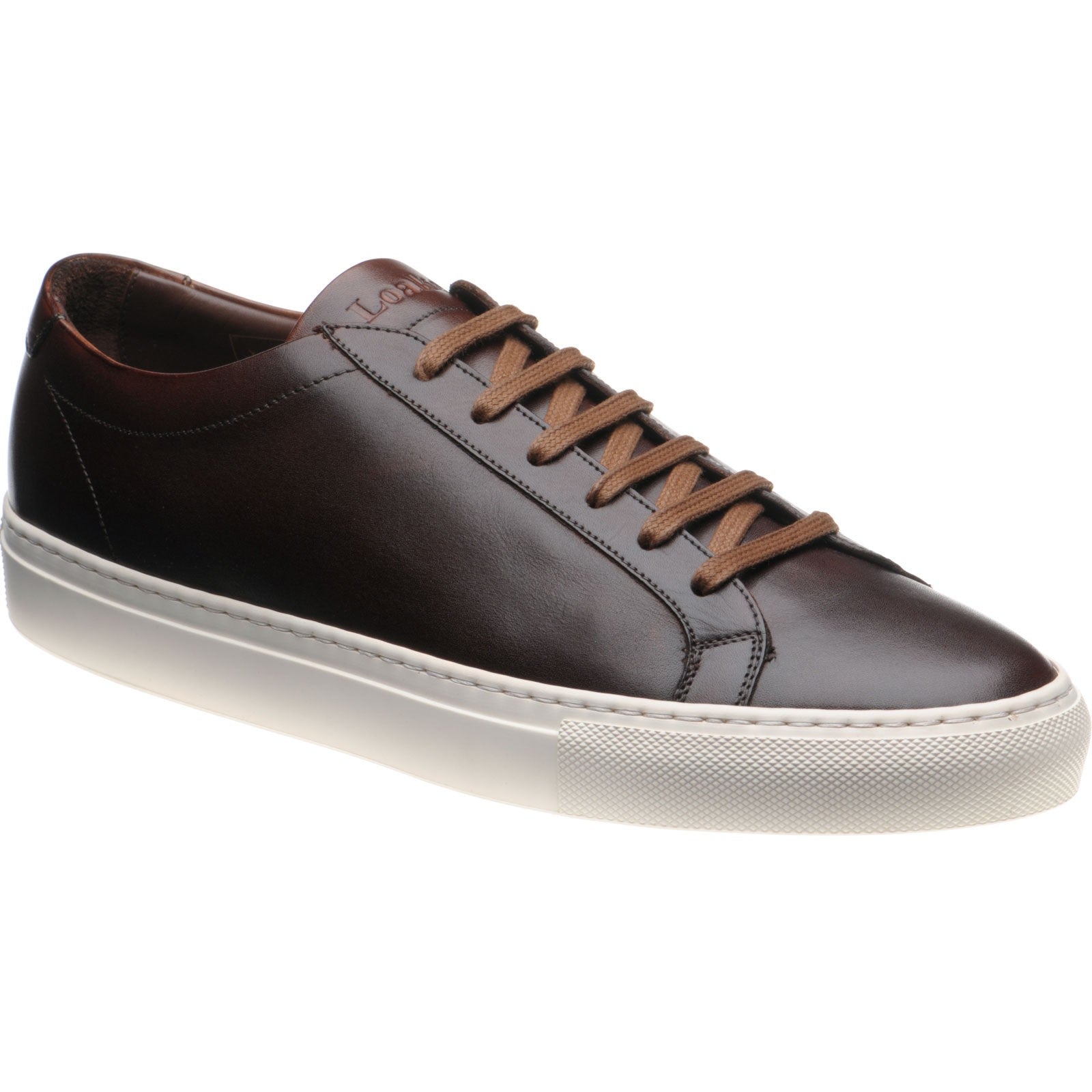 Loake Sprint mens rubber-soled trainers in dark brown calf – Herring Shoes