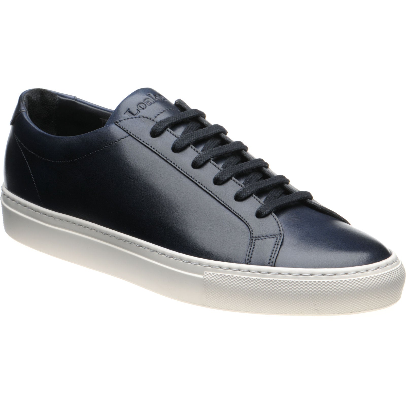 Loake Sprint mens rubber-soled trainers in navy calf – Herring Shoes