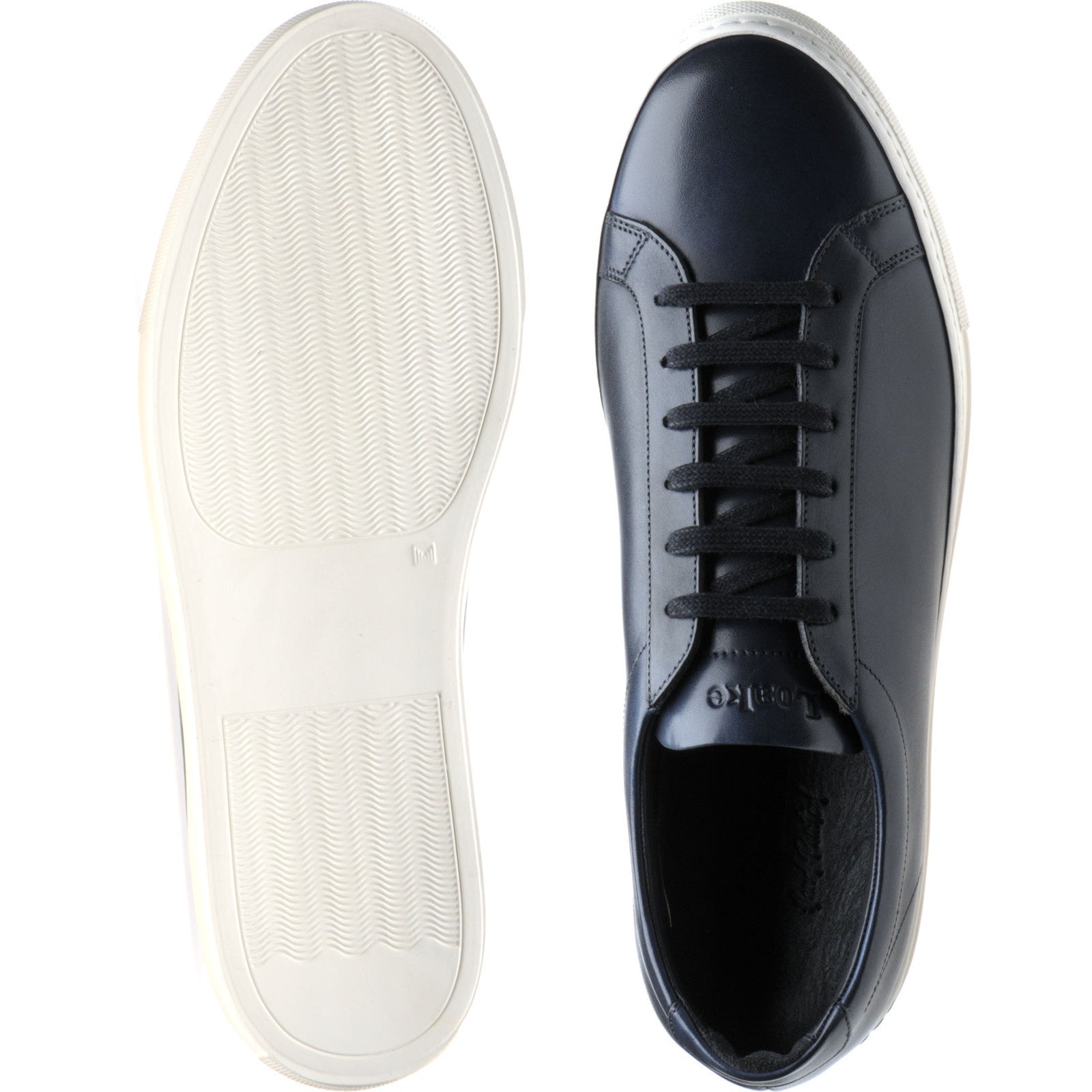 Loake Sprint mens rubber-soled trainers in navy calf – Herring Shoes