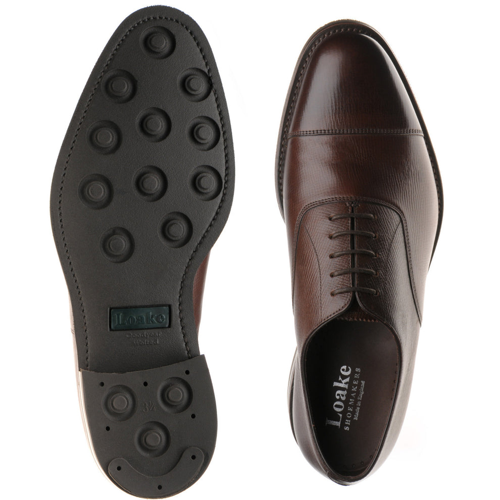 Loake Wadham Rubber mens rubber-soled Oxfords in brown grain (second ...