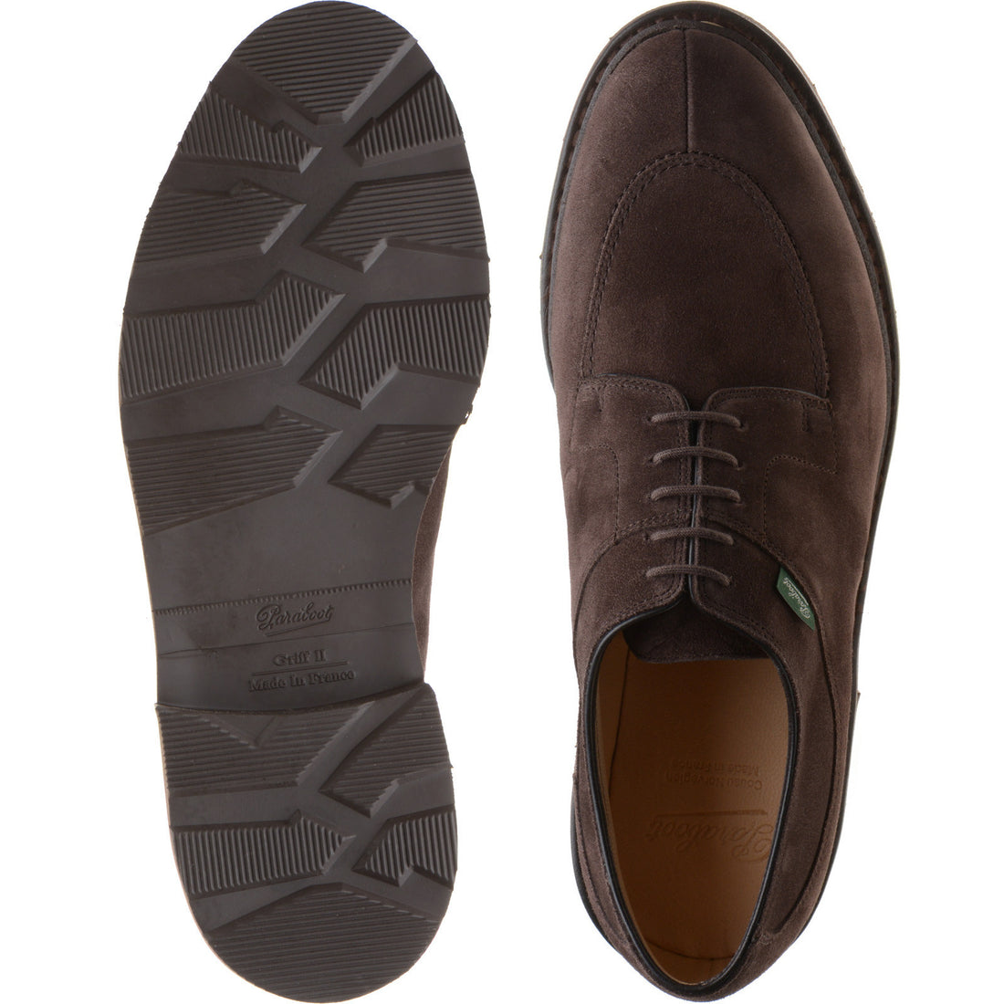 Paraboot Avignon mens rubber-soled Derby shoes in velour congo ...