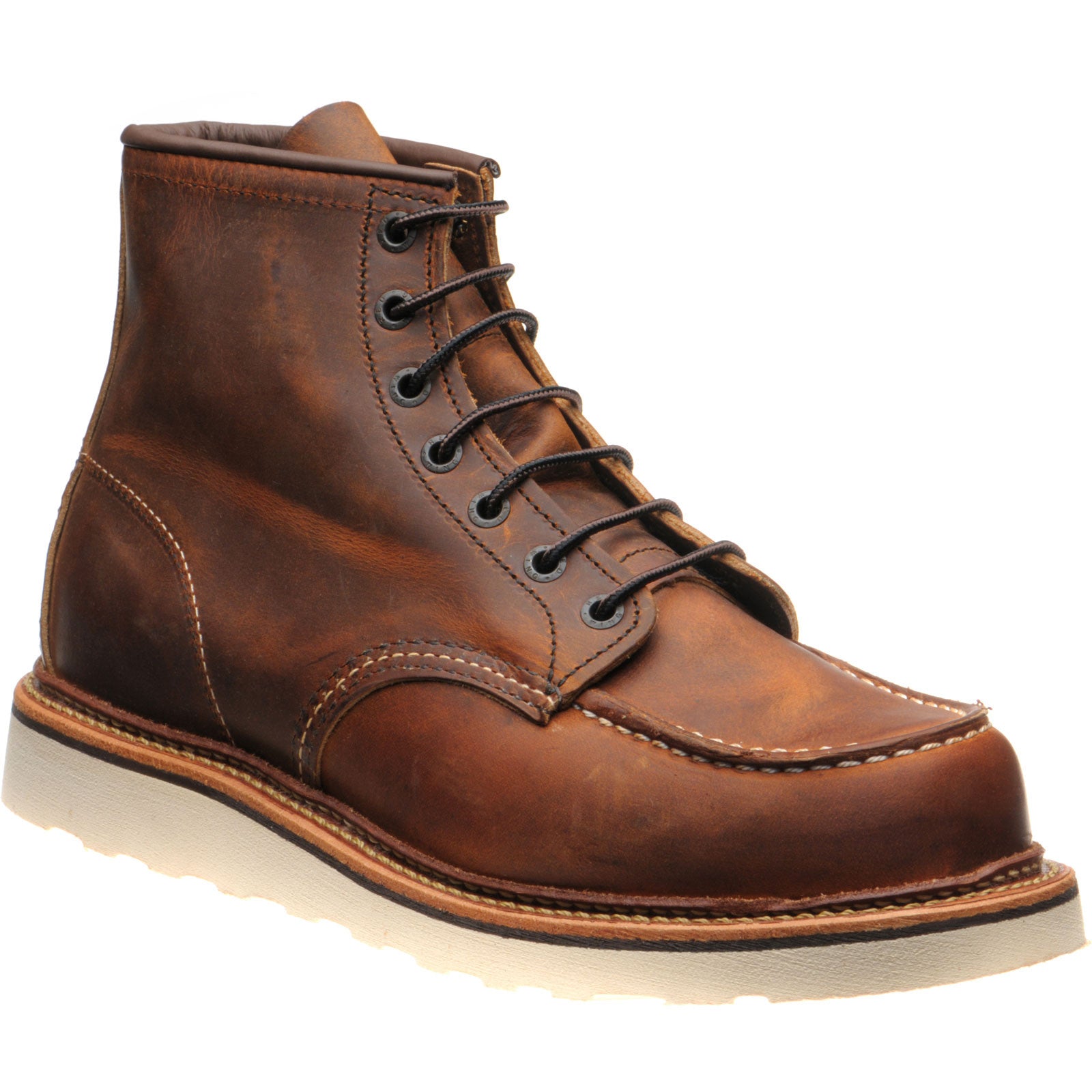 Red Wing 6-Inch Classic Moc mens rubber-soled boots in copper rough an ...