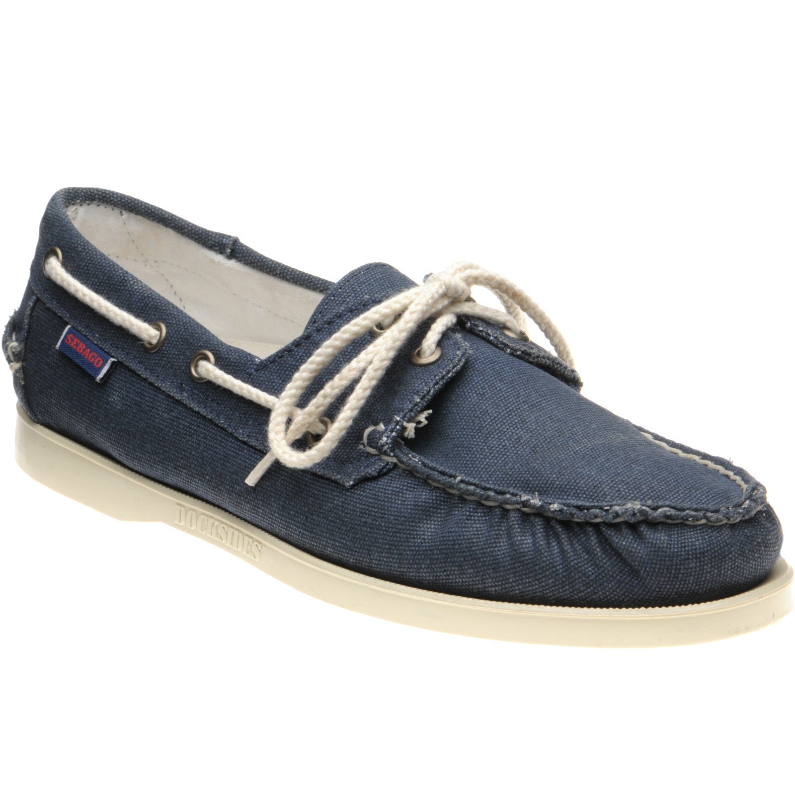 Sebago Dockside Portland Canvas mens rubber-soled deck shoes in blue n ...