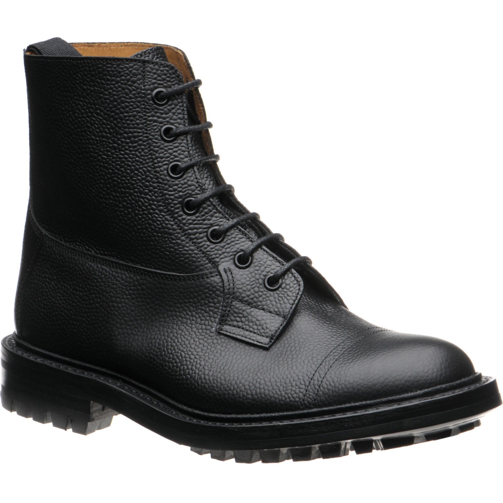 Trickers Grassmere mens rubber-soled boots in black calf grain ...