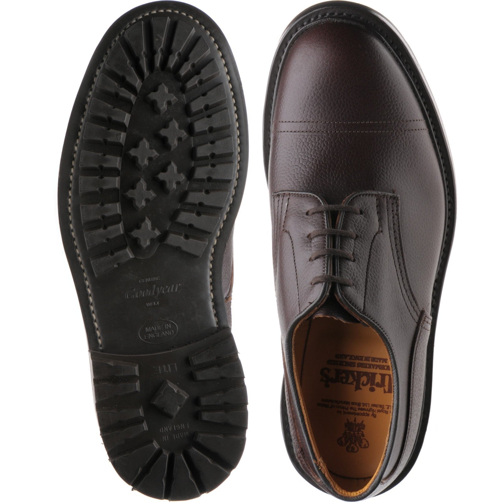 Trickers Matlock mens rubber-soled Derby shoes in brown zug grain ...